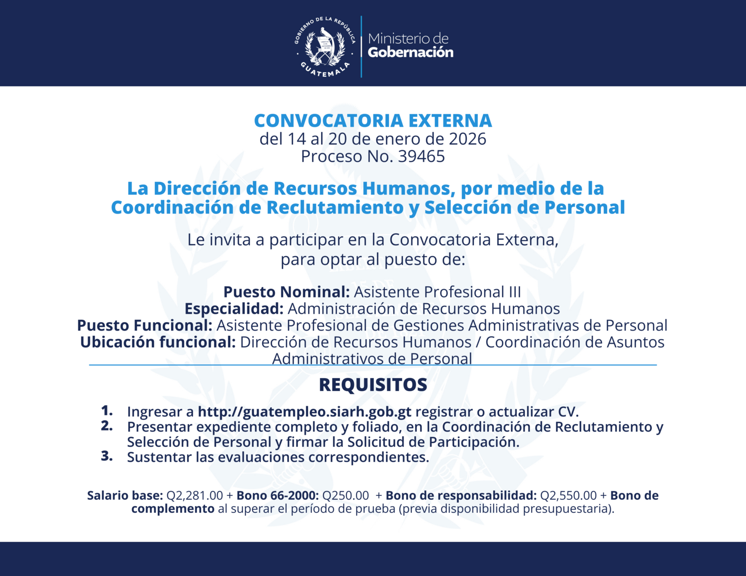 CONVOCATORIA EXTERNA Proceso No. 39465 - 39851 - 39860 - 39873 ...